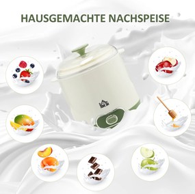HOMCOM Přístroj na jogurt, 1,5 l jogurtovač s cedníkem, víkem, 20 W jogurtovač pro řecký jogurt, pro 3–5 osob, 19,5x17,5x21,4 cm, bílá