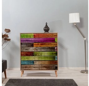 Dřevěná skříň Ananias Rainbow, výška 111 cm