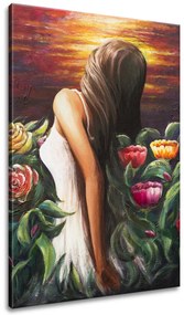 Gario Ručně malovaný obraz Žena mezi květinami Rozměry: 70 x 100 cm