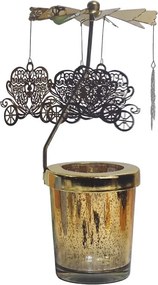 Zlatý svícen andělské zvonění s kočáry - Ø 8*17 cm