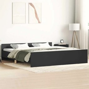 Rám postele s hlavovým a nožním čelem černý 200 x 200 cm 3203734