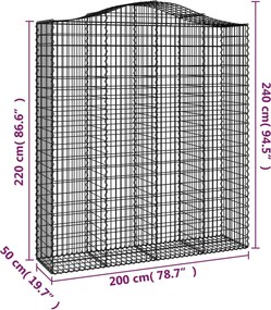 Klenuté gabionové koše 4 ks 200x50x220/240cm pozinkované železo 3145768