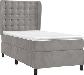 Box spring postel s matrací světle šedá 100x200 cm samet 3129435