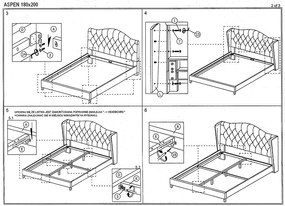 Šedá čalouněná postel ASPEN VELVET 180 x 200 cm
