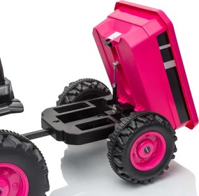 Elektrický traktor Milly Mally s přívěsem růžový