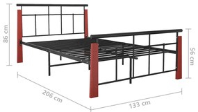 vidaXL Marketos Rám postele kov a masivní dubové dřevo 120 x 200 cm