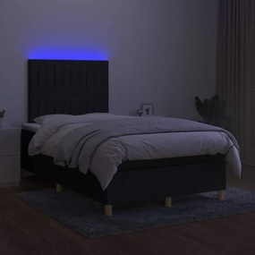 Box spring postel s matrací a LED černá 120 x 200 cm textil 3135583