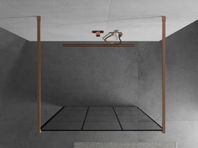 Mexen Kioto, sprchová zástěna Walk-In 110 x 200 cm, 8mm sklo černý vzor, ​​měděný matný profil, 800-110-002-65-77
