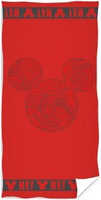 Plážová osuška Mickey Mouse - Disney - červená - 100% bavlna, froté s gramáží 300g/m2 - 70 x 140 cm