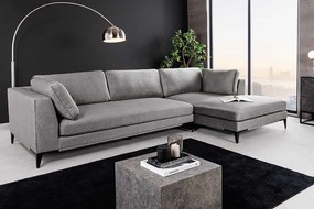 Designová rohová sedačka Sashanique 313 cm šedý samet - pravá