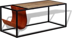 Konferenční stolek + držák na časopisy z pravé kůže 110x50x45cm 244241
