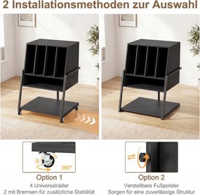 Costway Gramofonový stojan se širokou deskou a 4 přepážkami vinylový stůl
