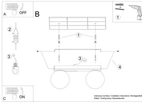 Černé stropní svítidlo se skleněným stínidlem ø 12 cm Umerta – Sollux