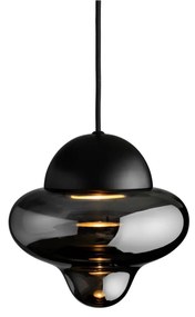 Závěsné svítidlo LED Nutty, kouřově šedá / černá, Ø 18,5 cm, sklo