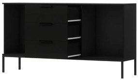Komoda MEORATI 150x40 cm, černá/dub artisan