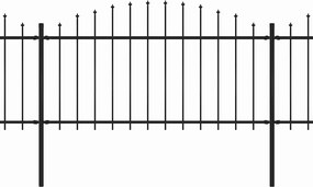 Zahradní plot s kopím nahoře ocelový 1506 x 150 cm černý 277738