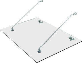 HOMCOM Skleněný přístřešek - Dveřní přístřešek z tvrzeného skla, nerezová ocel 304, čiré sklo 150 x 90 cm | Aosom