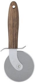 Bloomingville Krájecí kolečko na pizzu Fenriz, stříbrná barva, přírodní barva, dřevo, kov