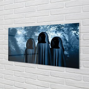 Obraz na skle Lesních stromů strašidelnými postavami 125x50 cm