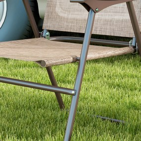 Outsunny Sada 2 Skládacích Zahradních Křesel, Venkovní Křesla s Opěrkami a Prodyšným Materiálem Sedáku, Hnědá