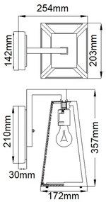 Kichler KL-DELISON-M-RZ - Venkovní nástěnné svítidlo DELISON 1xE27/60W/230V IP44