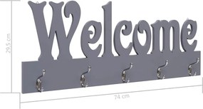 Nástěnný věšák WELCOME šedý 74 x 29,5 cm 284248