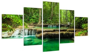 Obraz průzračného lesního toku (125x70 cm)