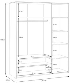 Šatní skříň URO 152x190 cm dub artisan/bílá