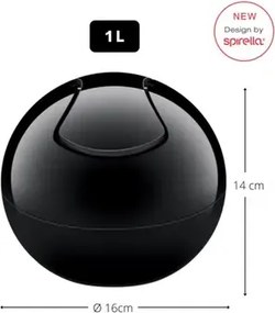 Spirella BOWL mini výklopný odpadkový koš 1 L komplet černý / plast