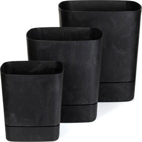 Sada 3 ks květináčů Cubi 16x16/19x19/25x25 cm černý beton