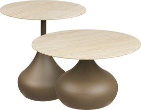 Khaki kulatý konferenční stolek se skleněnou deskou ø 70 cm Pienza – House Nordic