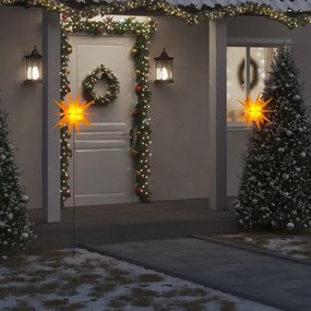 Svítící vánoční hvězda s hrotem a LED skládací žlutá 57 cm - Default Title