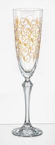Crystalex Sklenice na šampaňské Elisabeth Leaves Gold 200 ml, 6 ks