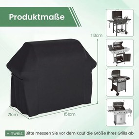 Costway Kryt grilu se stahovací šňůrkou na suchý zip Vodotěsný venkovní ochranný