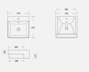 keramické umyvadlo BRUSSEL DU702 40-60cm Velikost: 600x425x125mm
