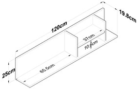 Nástěnná police RANI 120x25 cm béžová/bílá