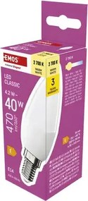 EMOS Classic Candle 4,2W-40W E14 / LED žárovka / teplá bílá / 470 lm