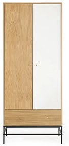 Bílá šatní skříň v dekoru dubu 80x190 cm Flora - Woodman