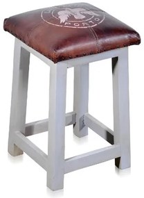 Stará Krása - Own Imports Dřevěná vintage stolička s koženým sedlem