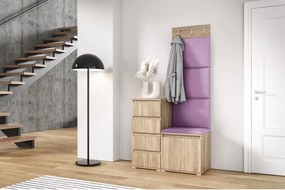 Eka Předsíňová stěna s čalouněnými panely Trinity 36 - Sonoma / Fialová 2311