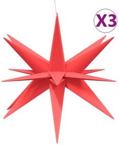 vidaXL Svítící vánoční hvězdy s LED 3 ks skládací červené 100 cm