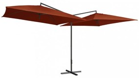 Dvojitý slunečník 485 x 250 cm Dekorhome Šedohnědá taupe