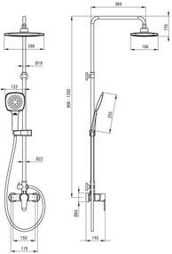 Deante Corio, sprchová baterie s horní dešťovou sprchovou sadou, chromová, NAC_01EM