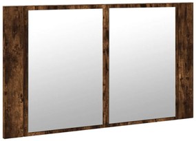 Petromila LED koupelnová skříňka se zrcadlem kouřový dub 80x12x45cm akryl