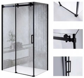 BPS-koupelny Obdélníkový sprchový kout HYD-OK14C 120x90 černá/transparent - bez vaničky