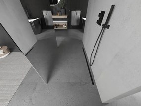 Mexen Kioto, průchozí sprchová zástěna 120 x 200 cm, 8mm sklo vzor zrcadlo, 2x černá stabilizační rozpěra, 800-120-002-70-50