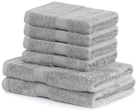 Set 2 šedých osušek a 4 ručníků AmeliaHome Bamby Silver