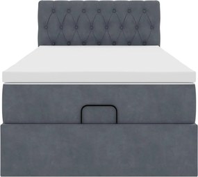 Osmanský rám postele s matrací tmavě šedá 100x200cm samet 3312675