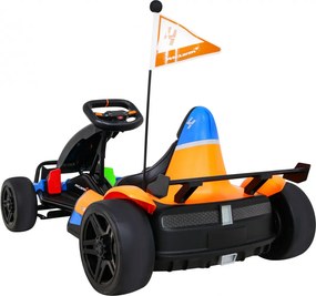 Ramiz Dětská motokára na baterie McLaren Drift oranžová + funkce driftu + sportovní sedadlo + LED světla