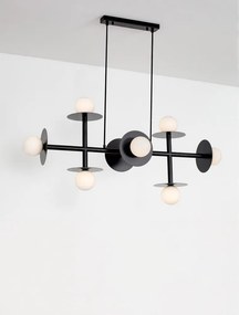 Bílé/černé kovové závěsné svítidlo se skleněným stínidlem Pielo – Nova Luce